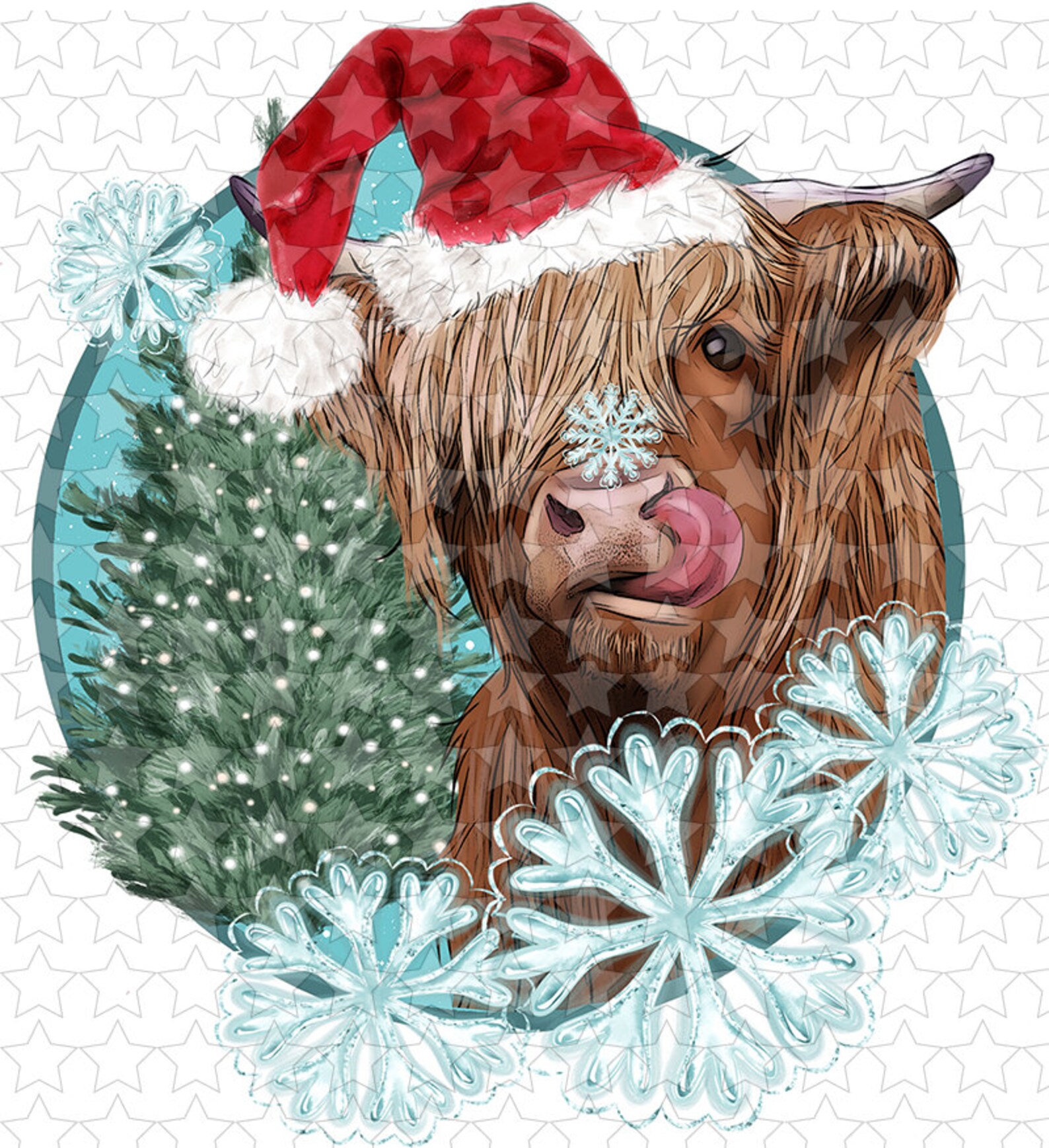 1129587 Snow Highland Cow Christmas - Etsy