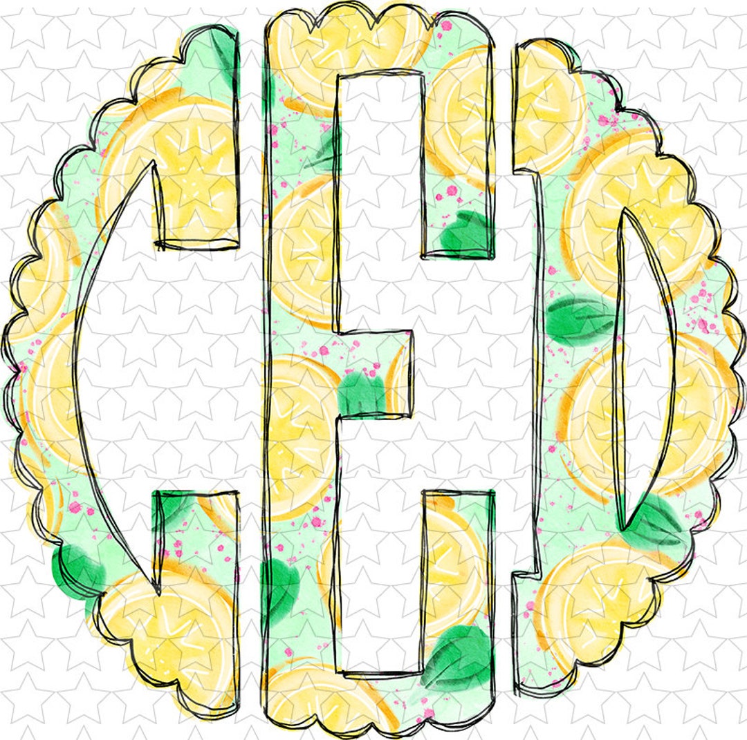 Sublimation & Htv Transfers Lemon Monogram - Etsy