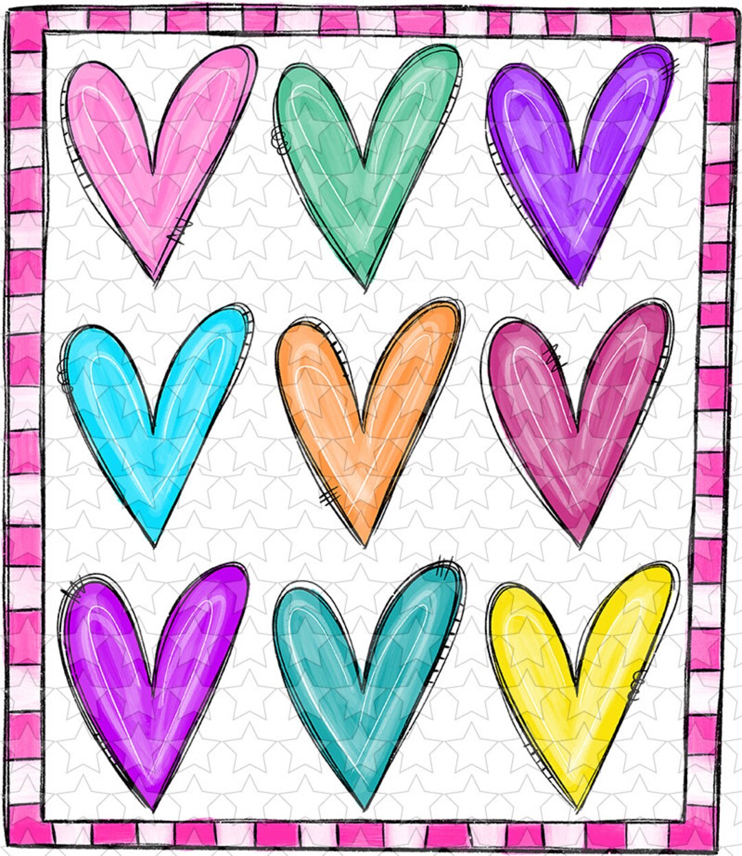 Sublimation & Htv Transfers Colorful Doodle Hearts - Etsy