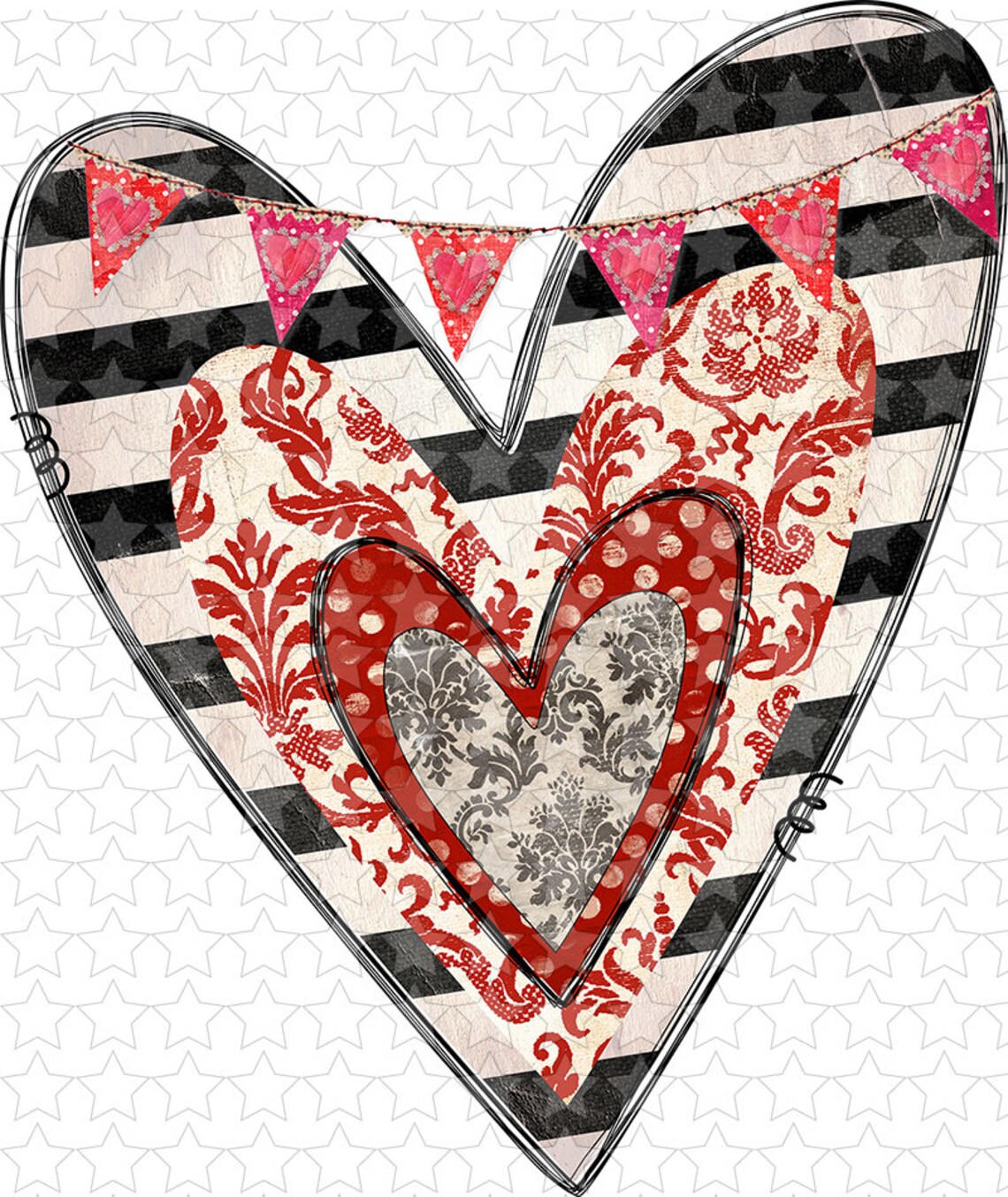 Sublimation & Htv Transfers Whimsical Hearts - Etsy
