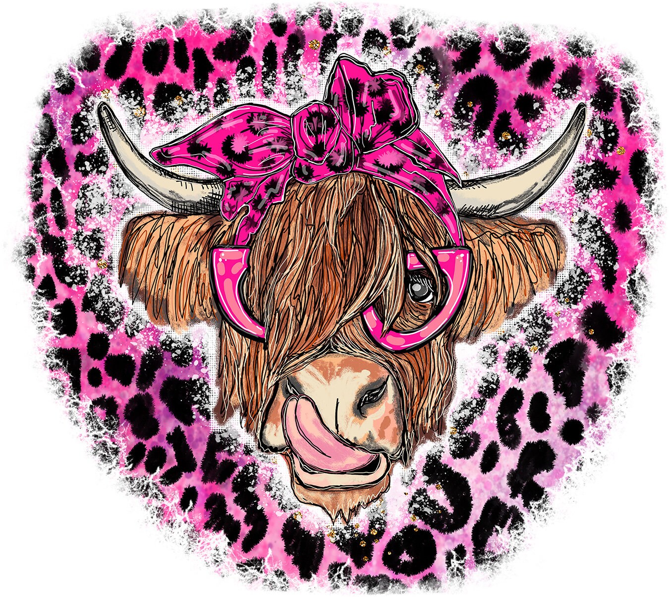 Sublimation & Htv Transfers Pink Highland Cow - Etsy