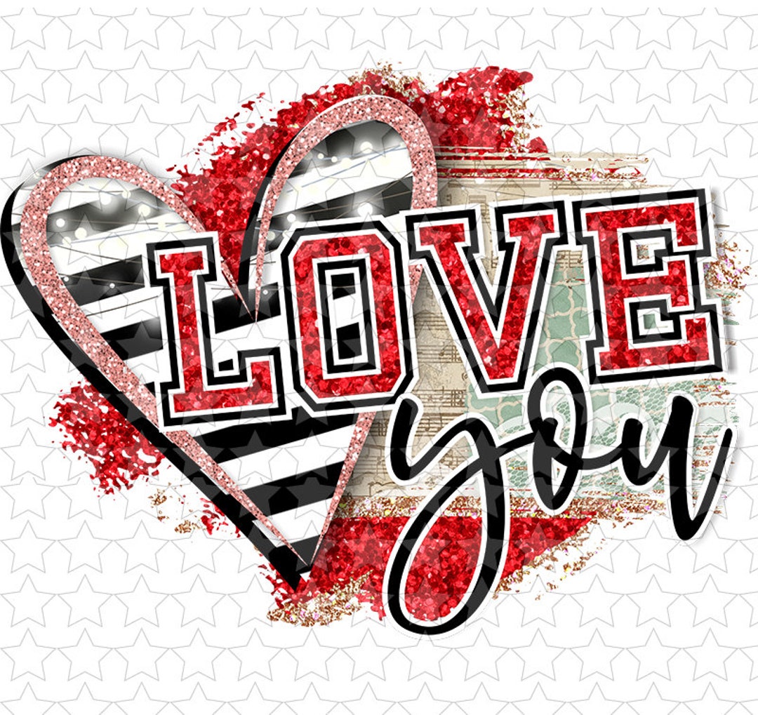 Sublimation & Htv Transfers Love You Striped Heart - Etsy