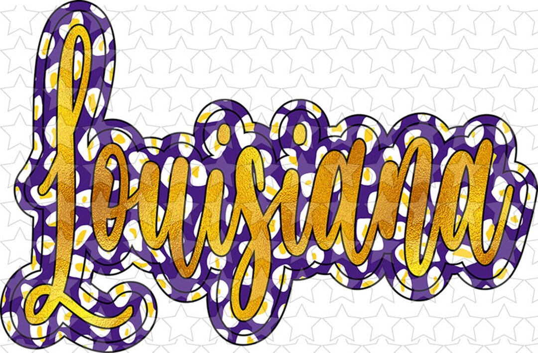 1129949 Louisiana Purple Yellow Script Leopard Yellow Gold - Etsy