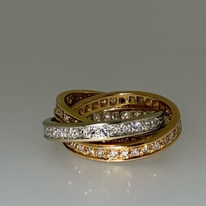 Trinity Diamond Interlocking Bands, Tri-colour 18K Gold & Eternity ...