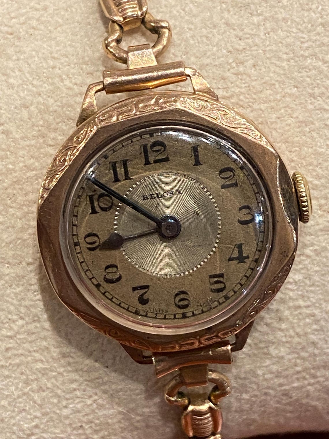 An Art-deco C1920's 9K Rose Gold Octagonal 26mm Case Belona Ladies ...