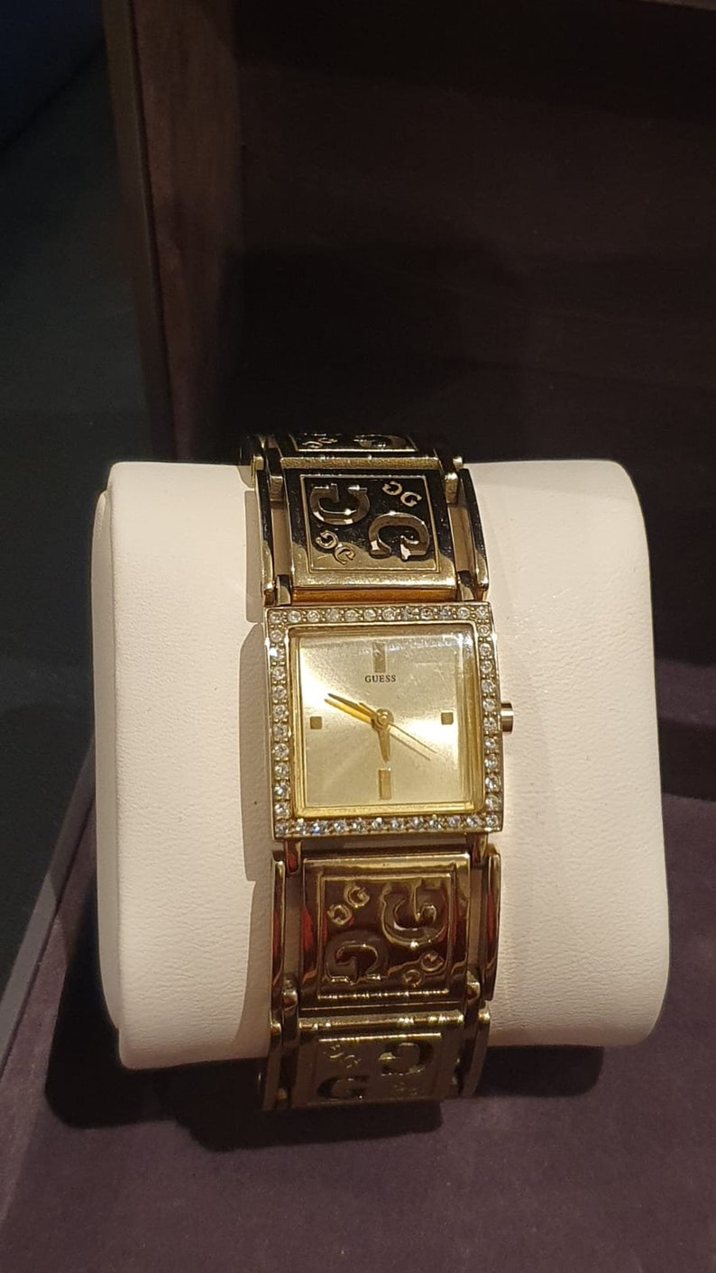 Guess Quartz Champagne Dial S/steel Gold-plated Rectangle Watch. Japan ...