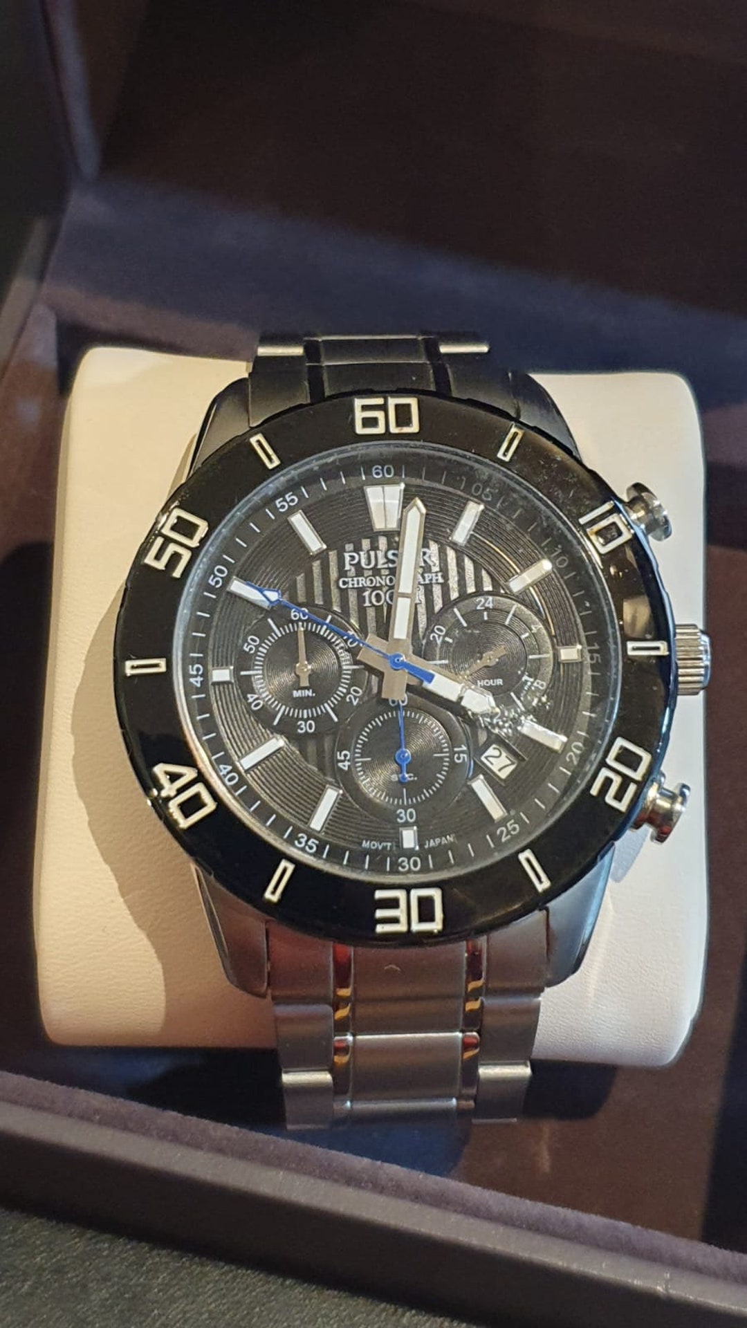 Pulsar Chronograph 100m S/steel Ceramic Black Dial 42mm Gents' Watch ...