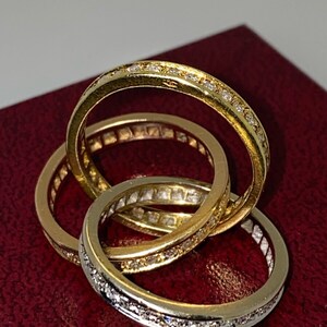 Trinity Diamond Interlocking Bands, Tri-colour 18K Gold & Eternity ...