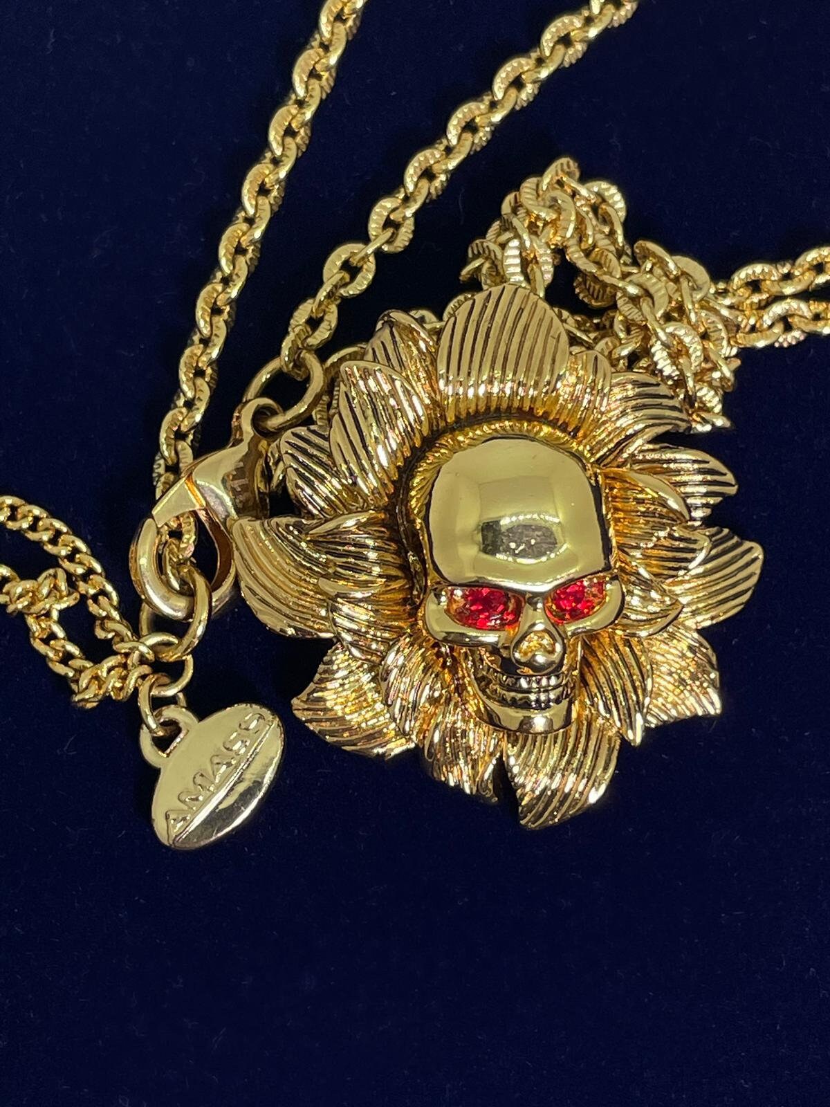 Stunning Designer Heavily Gold Plated Skull Pendant on Long Chain by ...