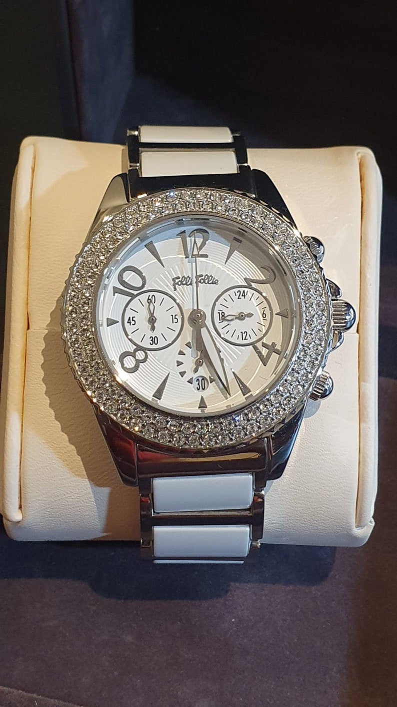 Folli Follie Quartz Chronograph 38mm Crystal, S/steel & Ceramic Watch ...