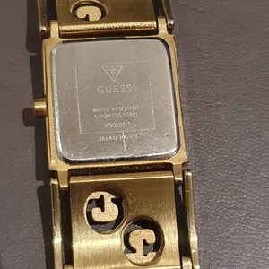 Guess Quartz Champagne Dial S/steel Gold-plated Rectangle Watch. Japan ...