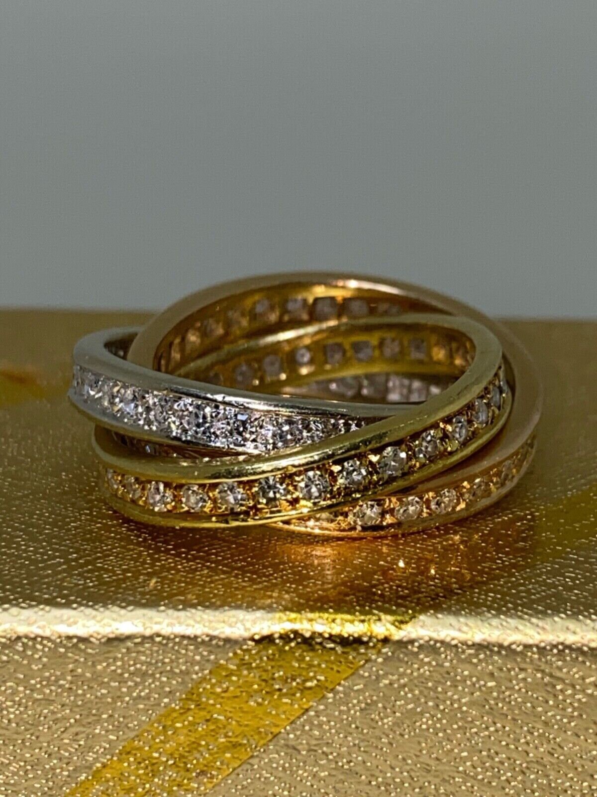 Trinity Diamond Interlocking Bands, Tri-colour 18K Gold & Eternity ...
