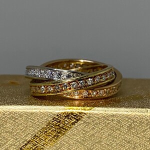 Trinity Diamond Interlocking Bands, Tri-colour 18K Gold & Eternity ...
