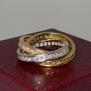 Trinity Diamond Interlocking Bands, Tri-colour 18K Gold & Eternity ...