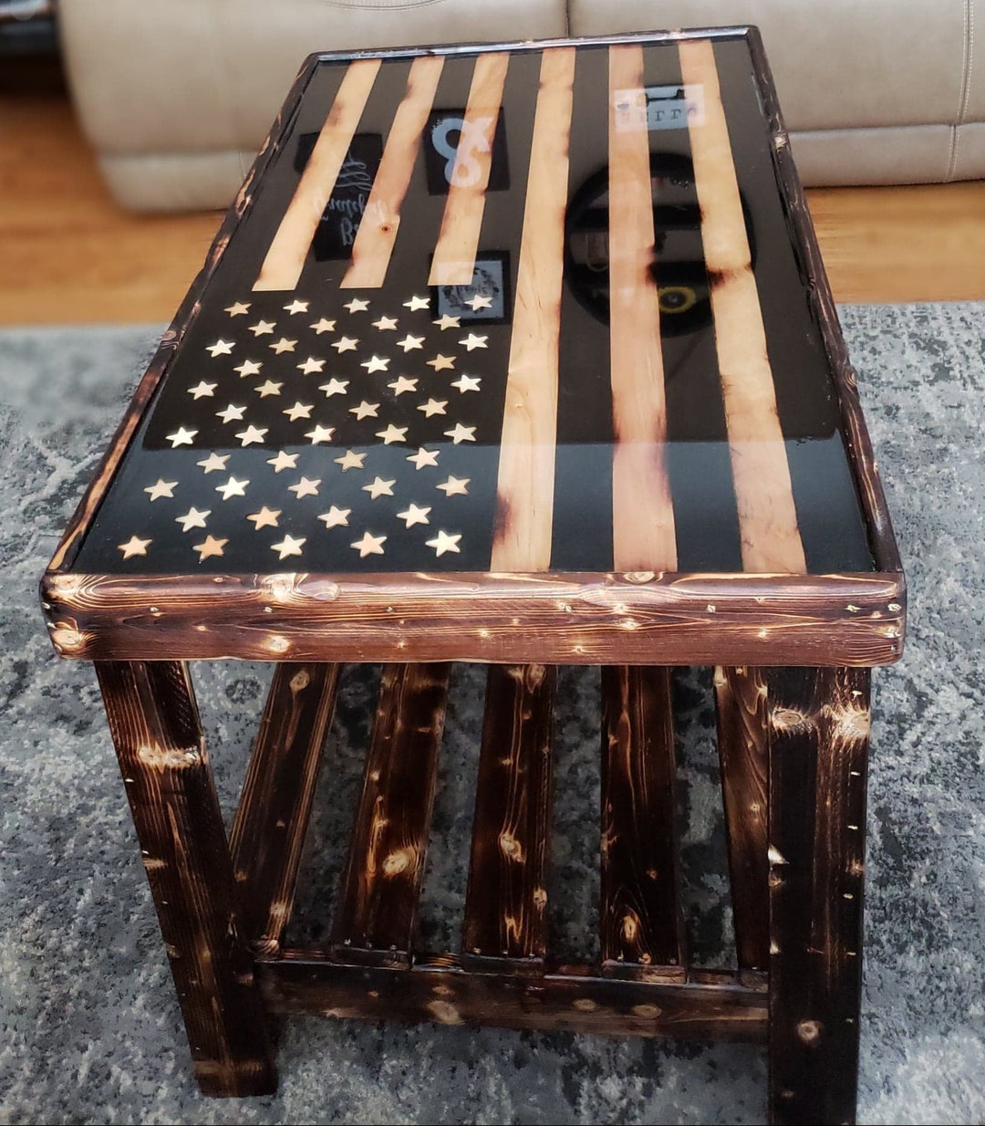 Wood Inlay American Flag Coffee Table - Etsy