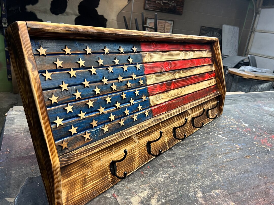 American Flag Coat Rack - Etsy