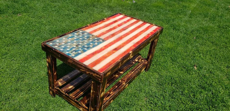 Wood Inlay American Flag Coffee Table - Etsy
