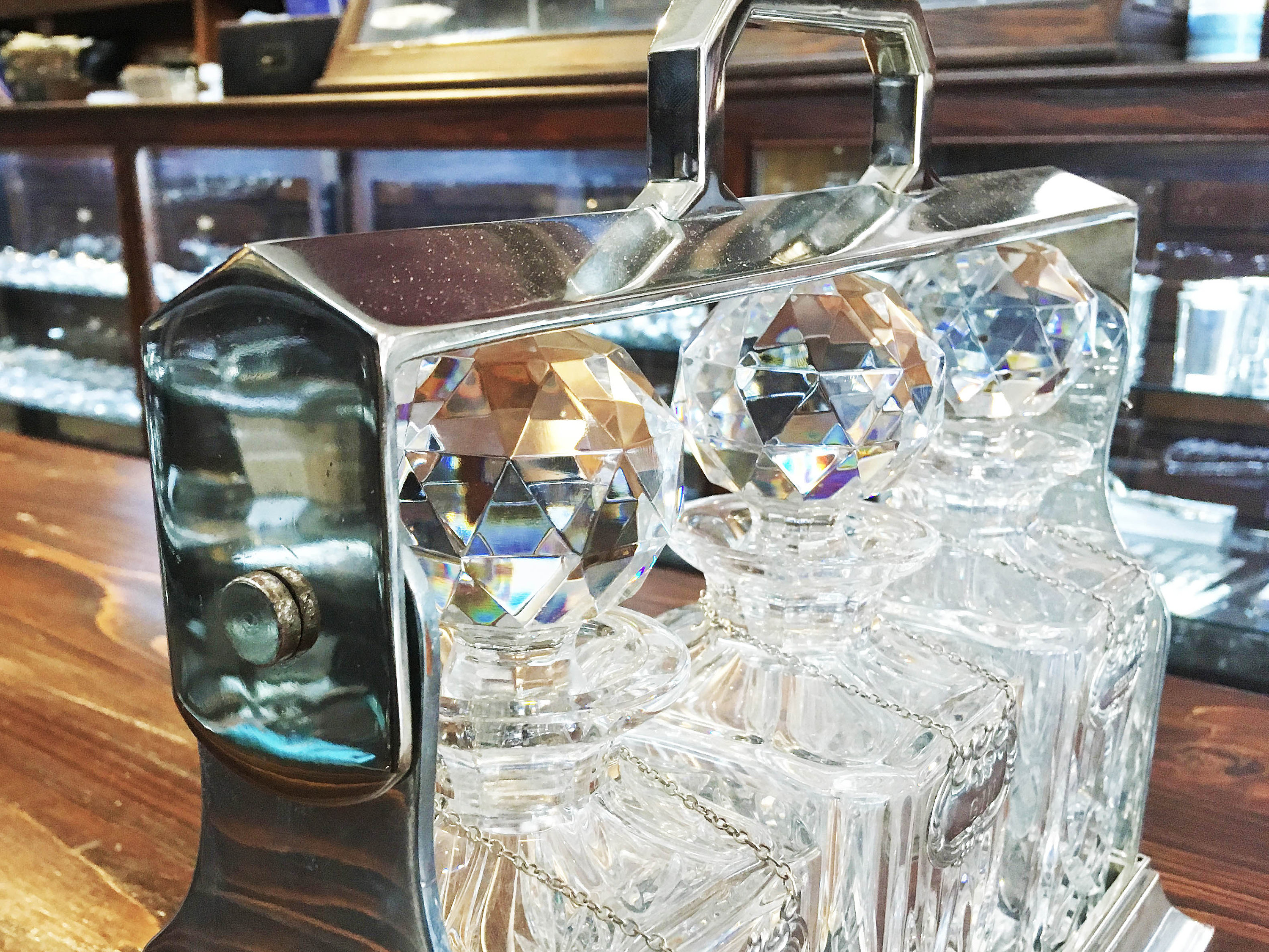 Silver Plated Tantalus with Crystal Decanters