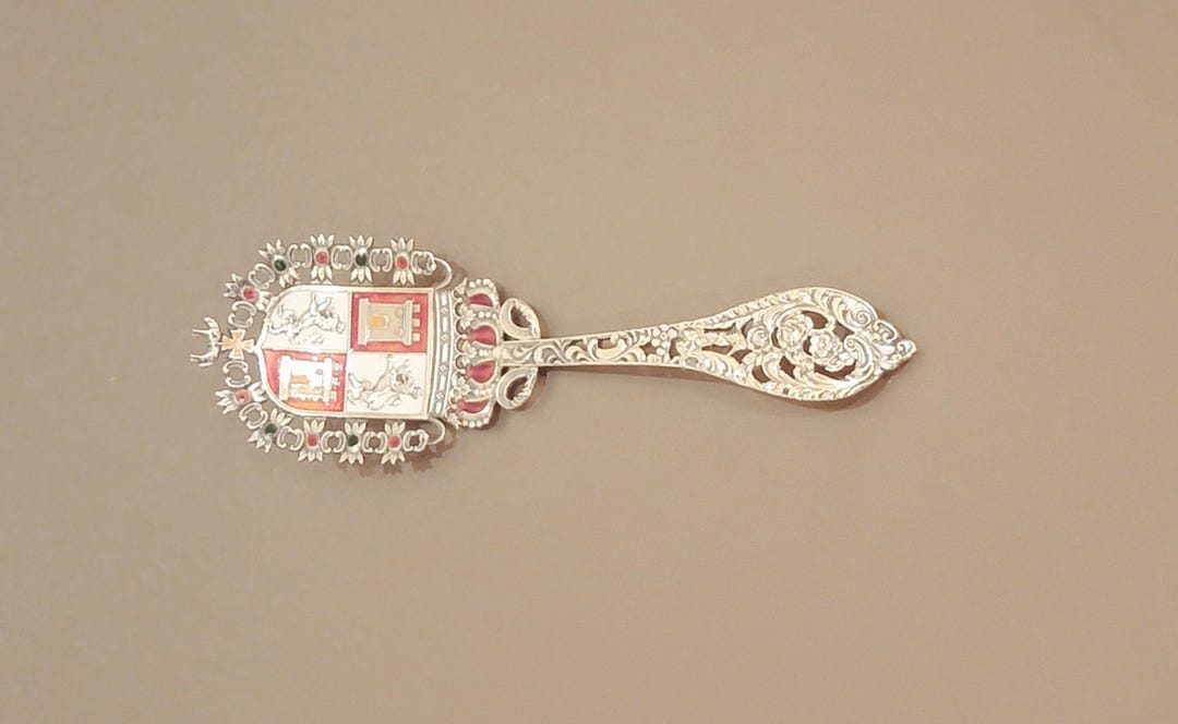 Sterling and Enamel St. Augustine Crest Gilded Bon Bon Spoon - Etsy