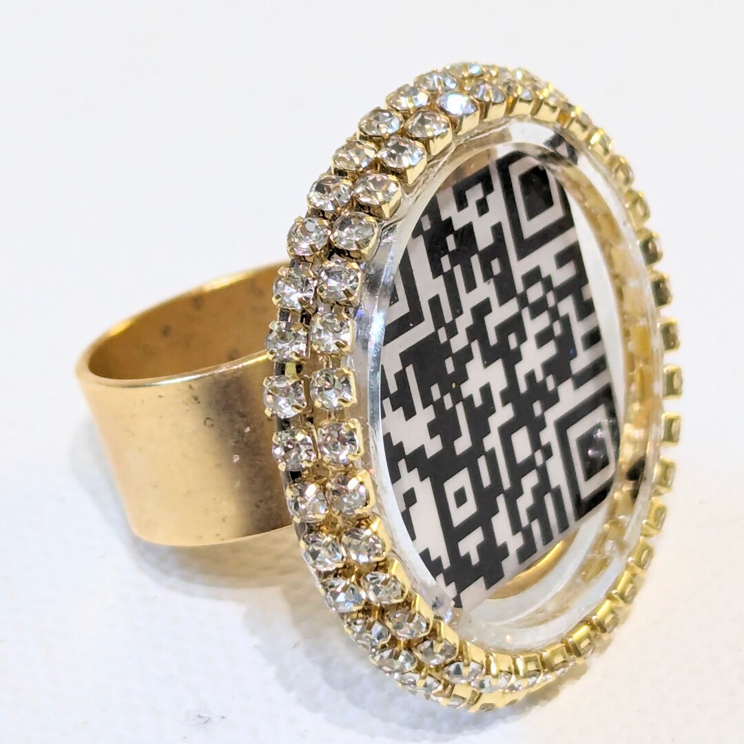 Your QR Code is Made Into a Ring With Adjustable Sizing Gold-plated US ...