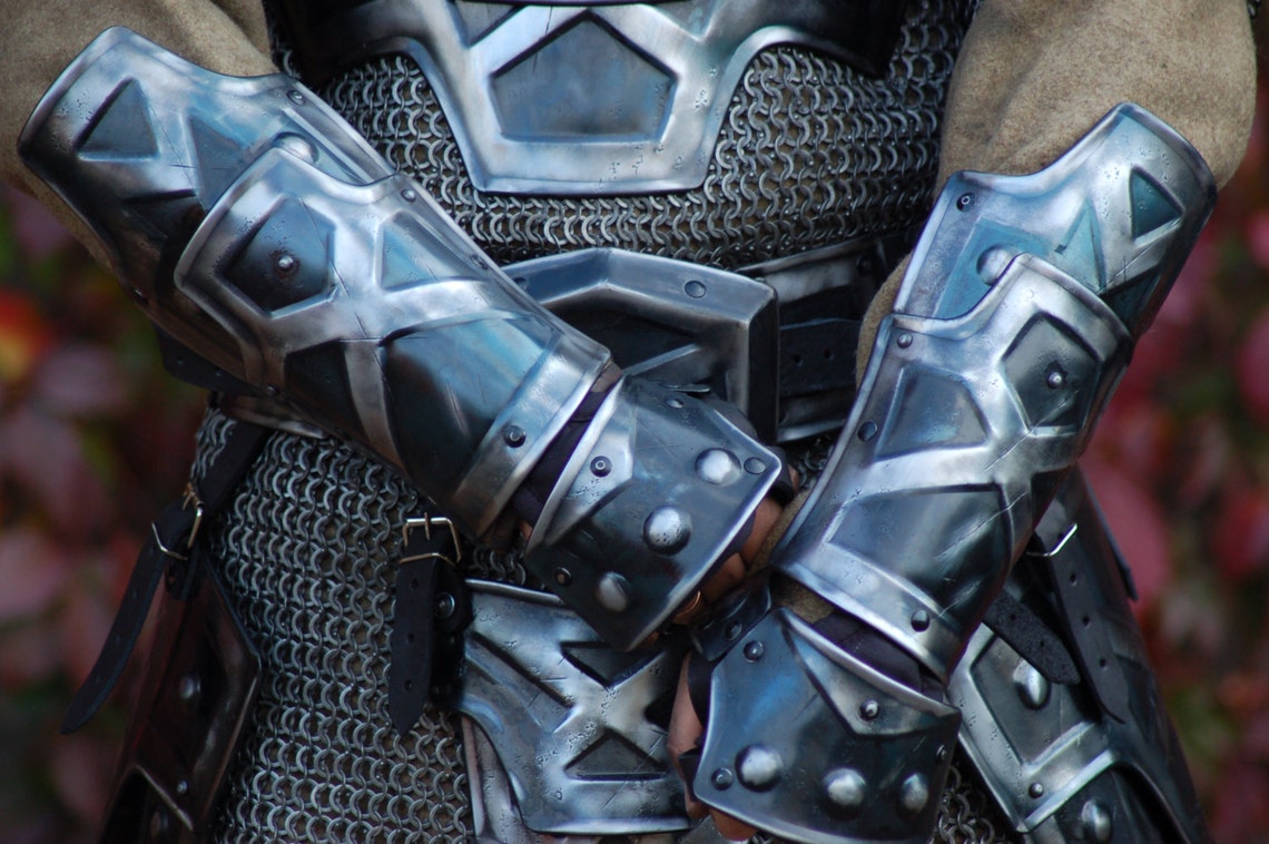 Blackened LARP ARM Protection Dwarven Bracers Pair | Etsy