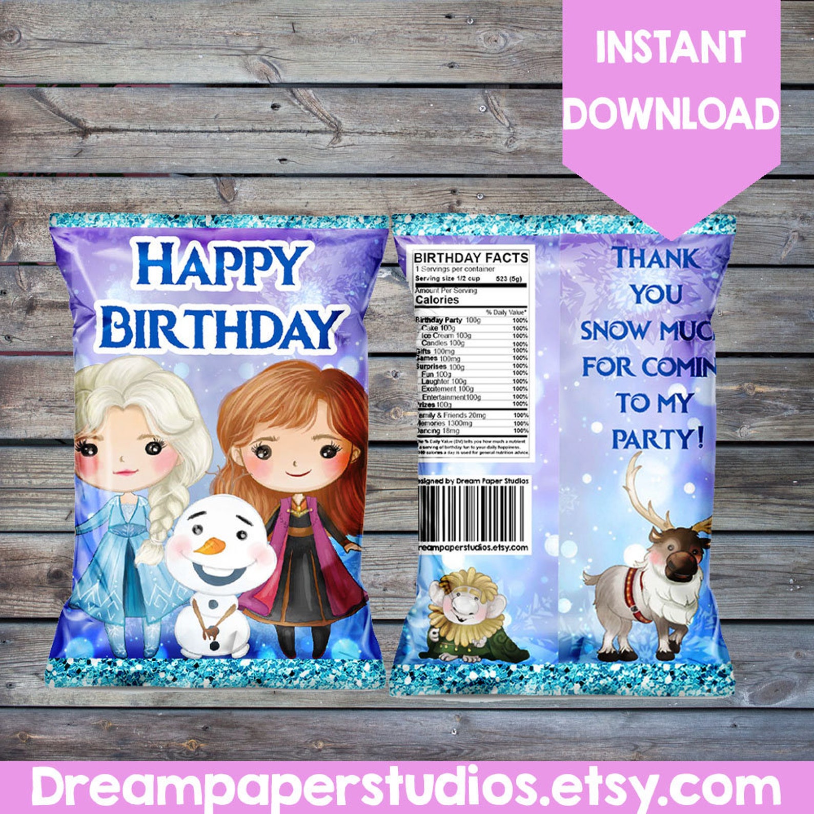 Frozen Chip Bag Instant Download Frozen 2 Birthday Party - Etsy