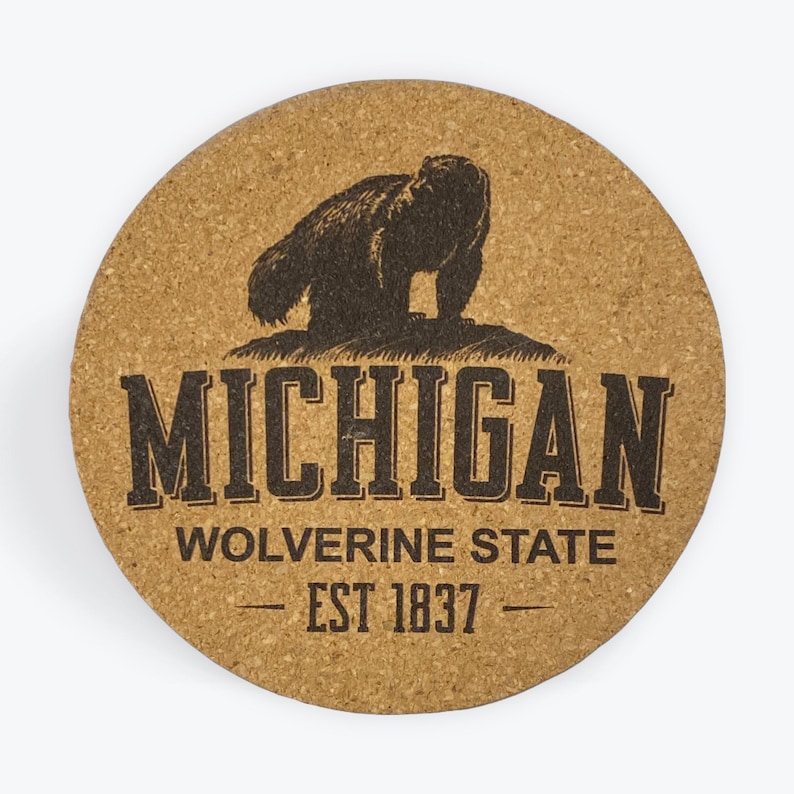 Cork Coaster: Michigan Wolverine State - Etsy