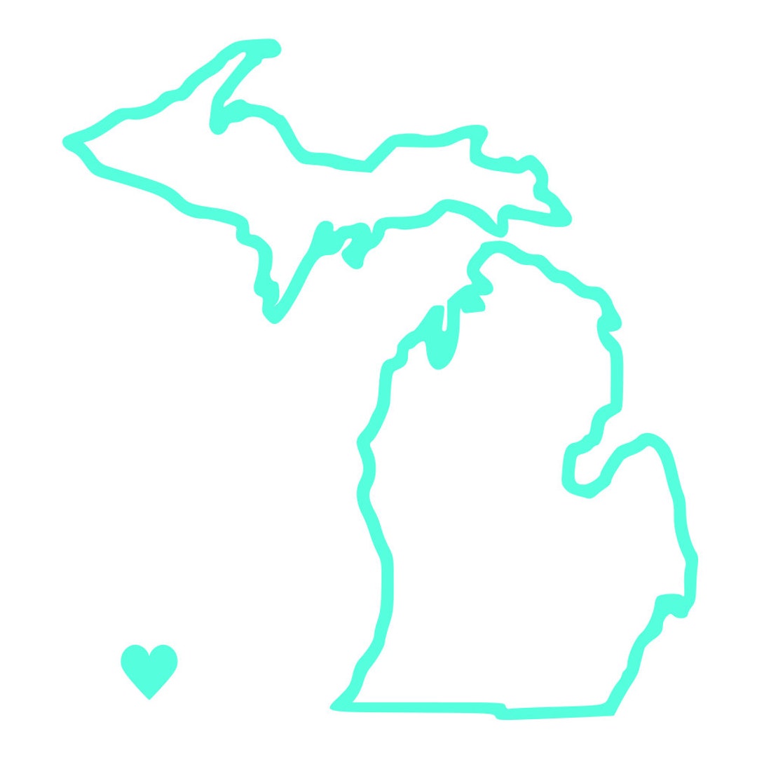 Michigan Outline With Heart Decal- Home is Where Your Heart Is ...
