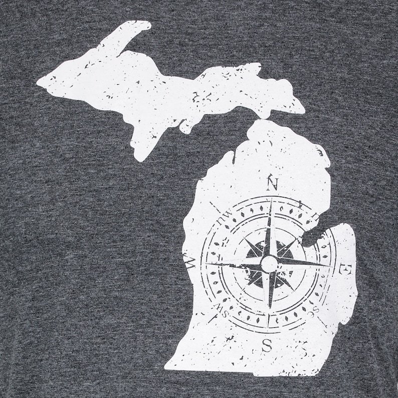 Michigan Compass T-shirt Compass Traveler Tshirt Adventure | Etsy