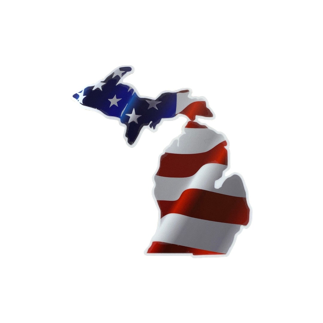 Michigan American Flag- Printed Decal Sticker - Etsy