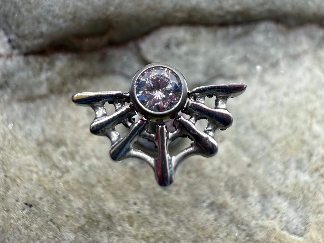Crystal Spider Web Cobweb | Implant Titanium Piercing Stud | 1.2mm 16g ...