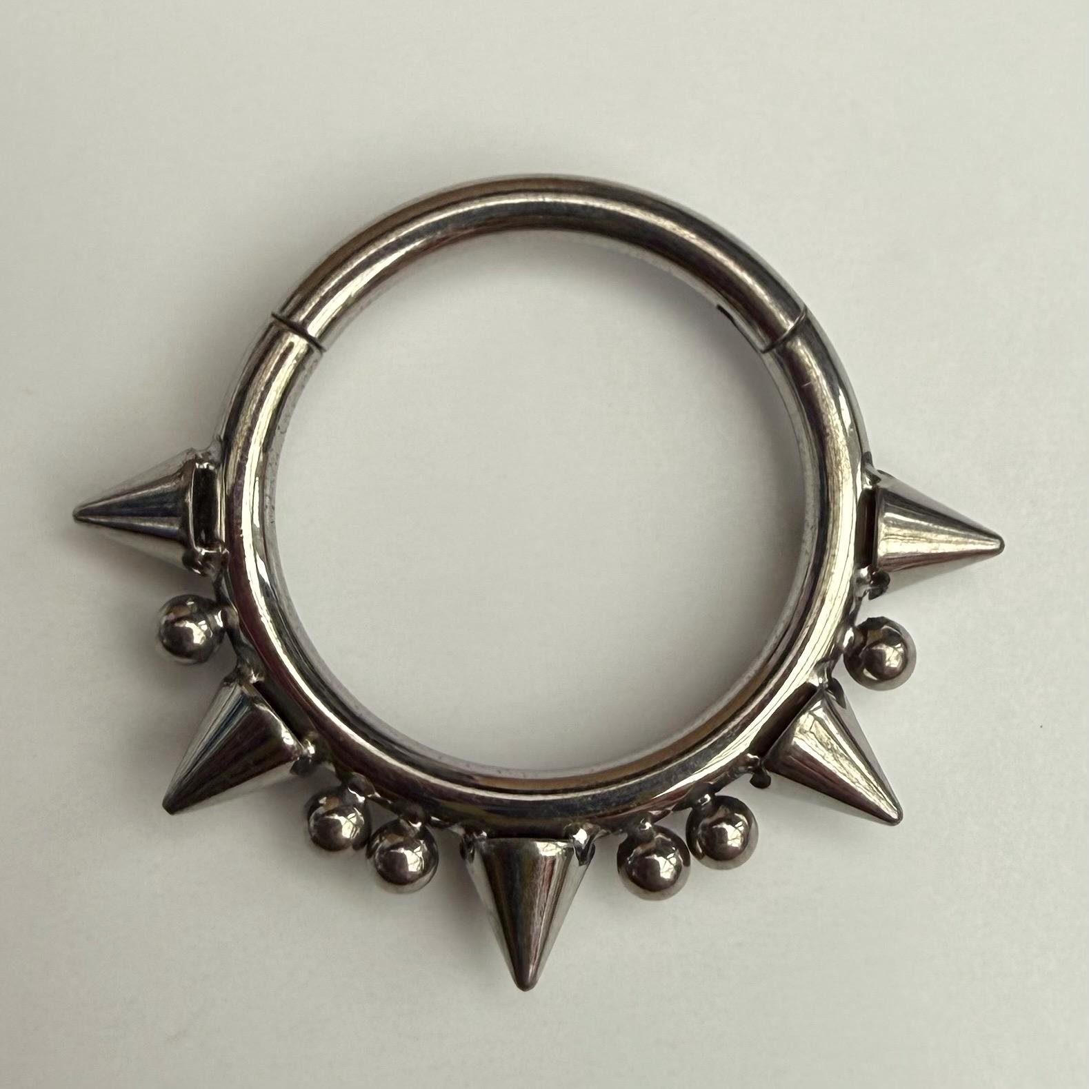 Multi Spike | 1.2mm (16g) / 1.6mm (14g) | Clicker Hinged Piercing Ring ...