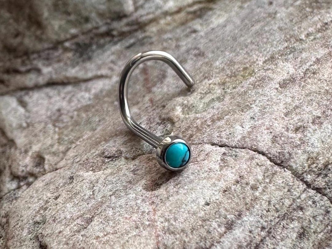 2mm Turquoise | Semi Precious Stone | Surgical Steel Nostril Nose Screw ...