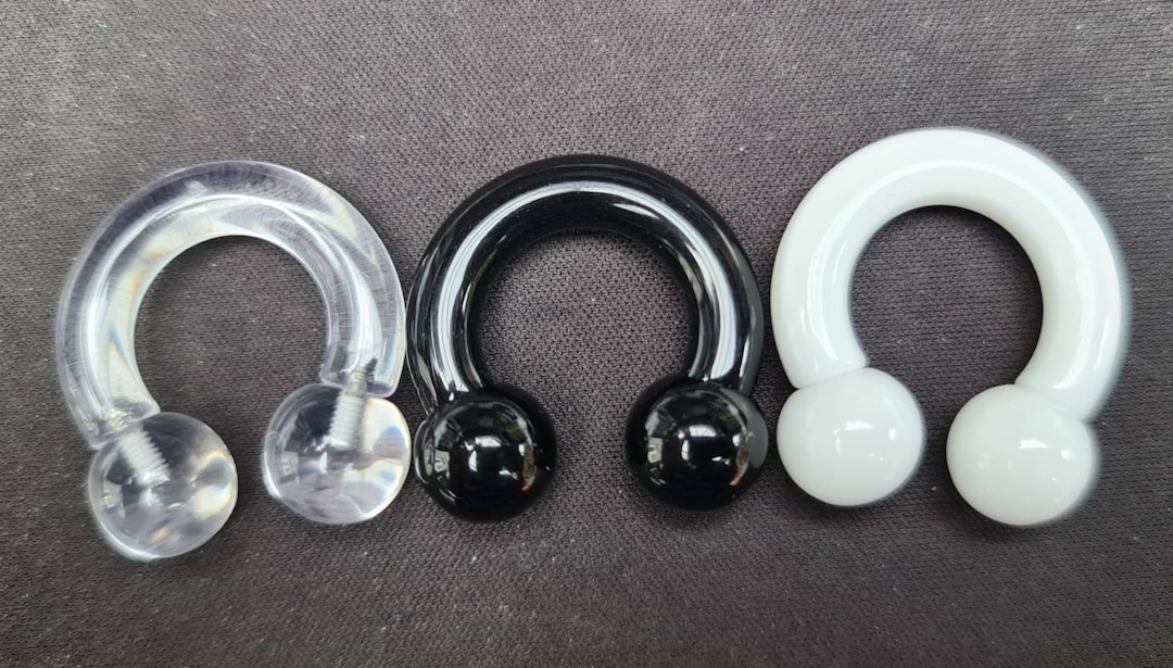 Black Acrylic Heavy Gauge Horseshoe Ring | Circular Barbell | Single ...