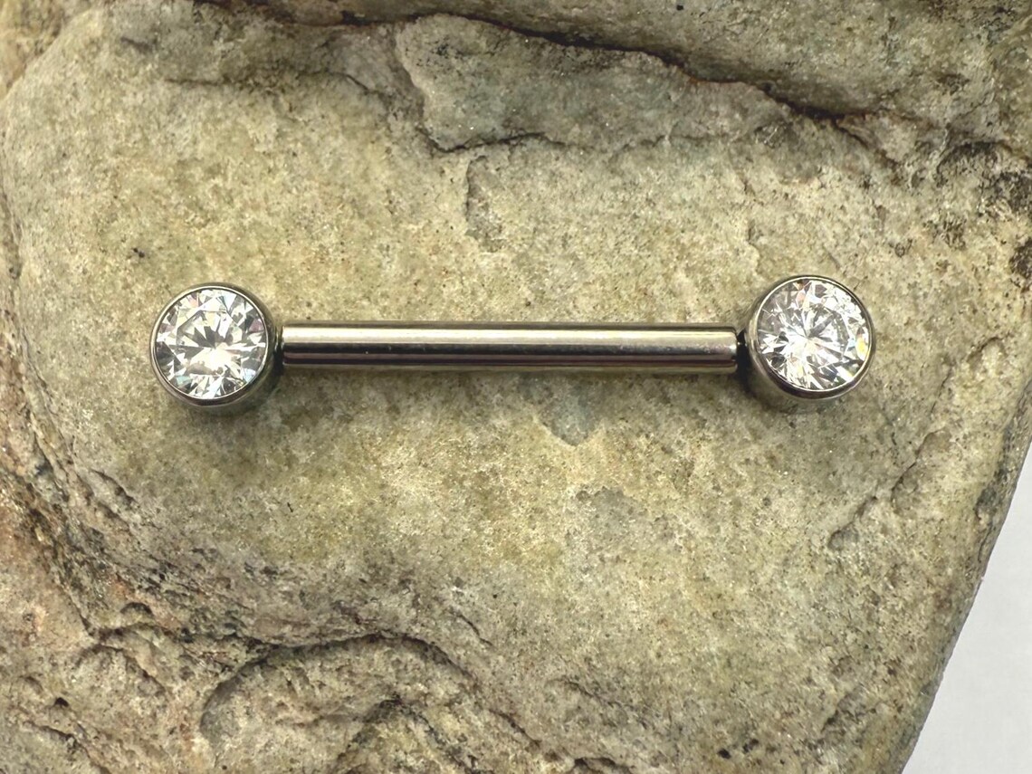 1 X Clear Crystal CZ Nipple Bar | THREADLESS Push Pin | Implant Grade ...