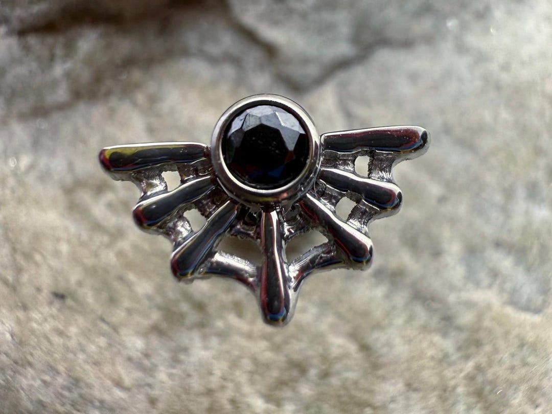 Black CZ Spider Web Cobweb | Implant Titanium Piercing Stud | 1.2mm 16g ...