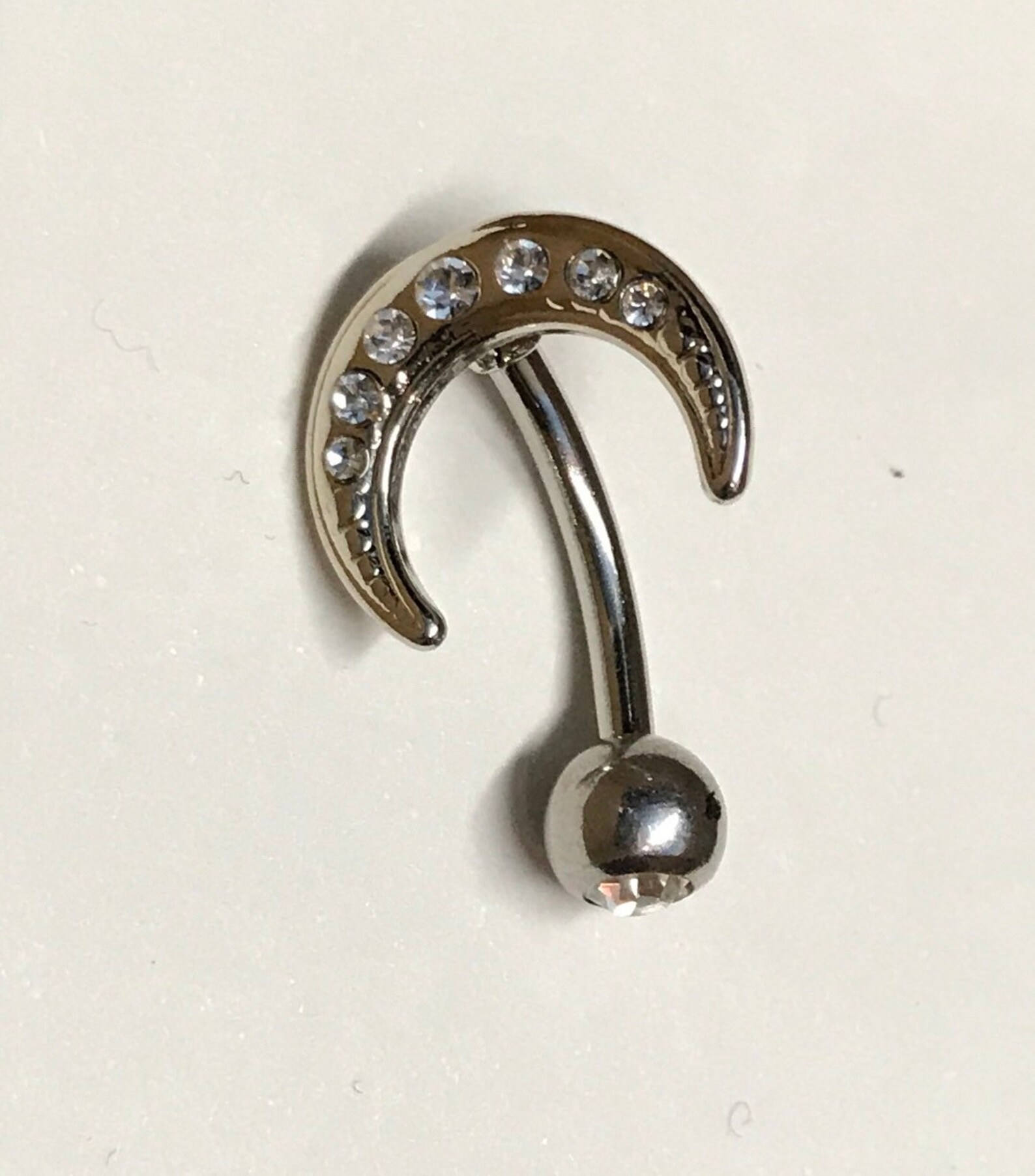 Reversible Crystal Crescent Moon Navel Ring Belly Bar UK | Etsy