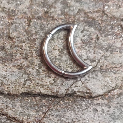 Crystal Crescent Moon Shape Gold Titanium Clicker Daith / Ear - Etsy