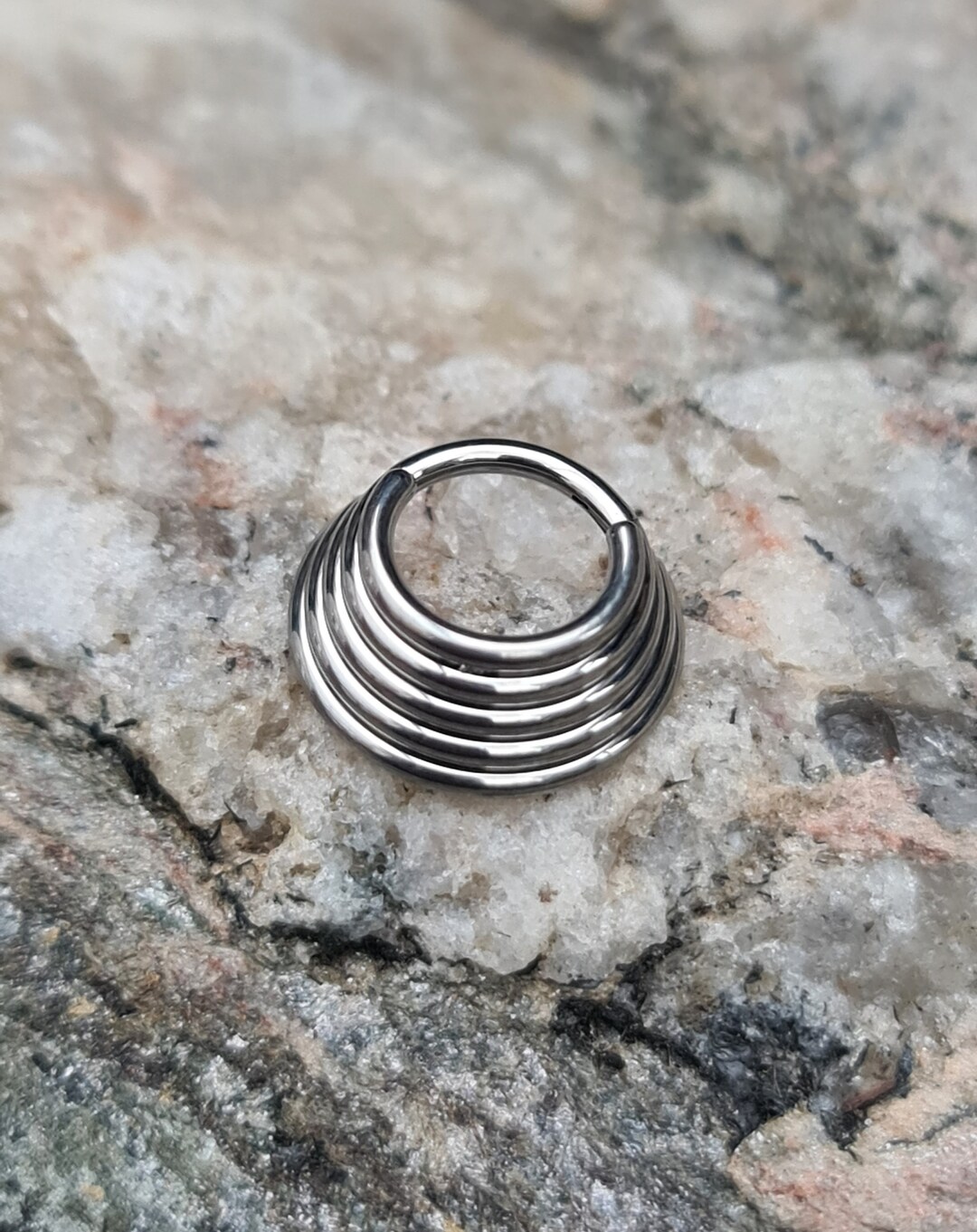 Titanium 5 Banded Stacked Hinged Septum Clicker Ring UK Seller - Etsy