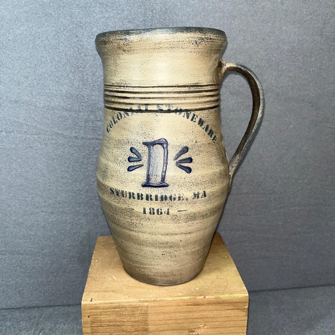 Vintage Colonial Stoneware Pitcher: Antique Red Ceramic Jug From ...