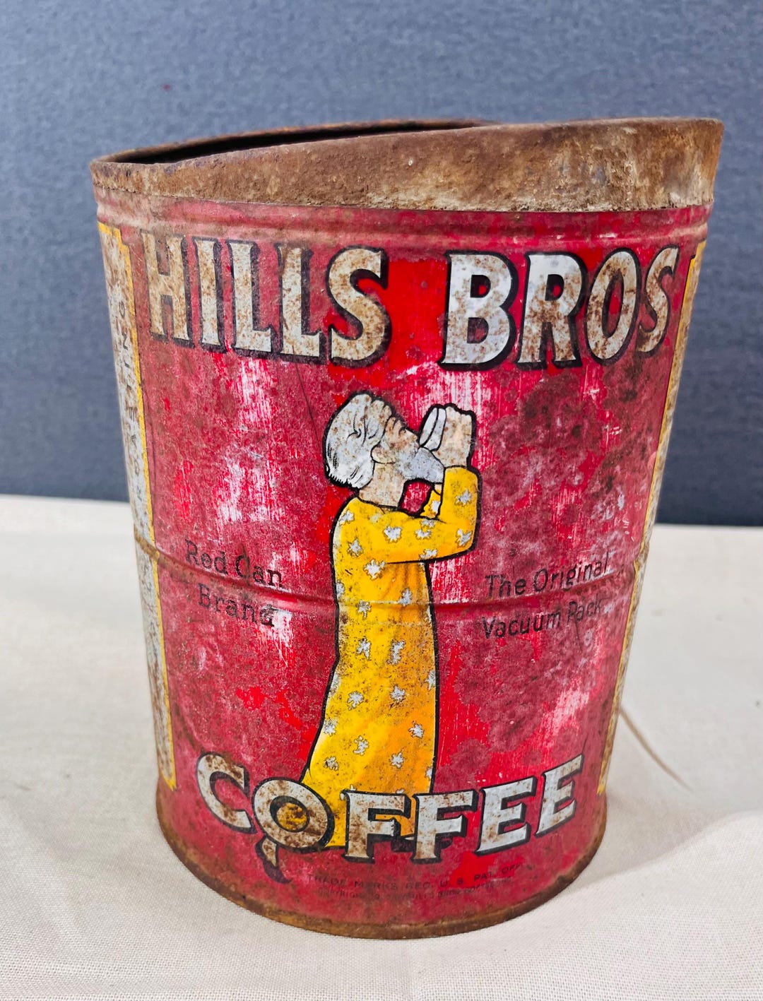 Vintage Hills Bros Rusty Coffee Can - Retro Kitchen Decor or Collector ...