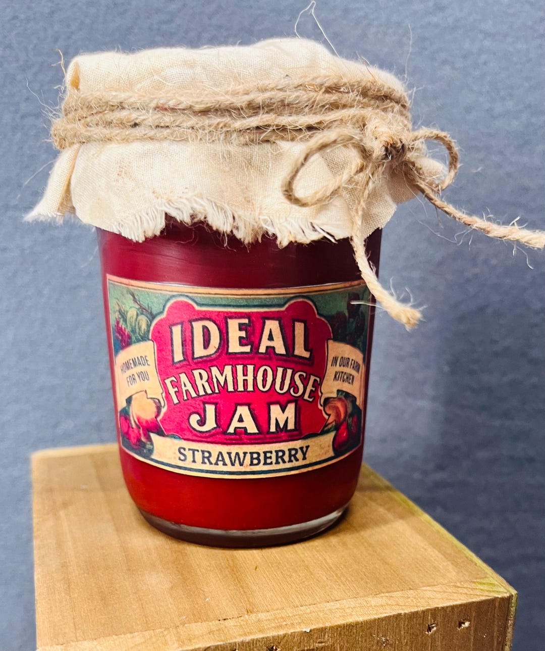 Strawberry Jelly Jar Rustic Farmhouse Kitchen Vintage Centerpiece Home ...