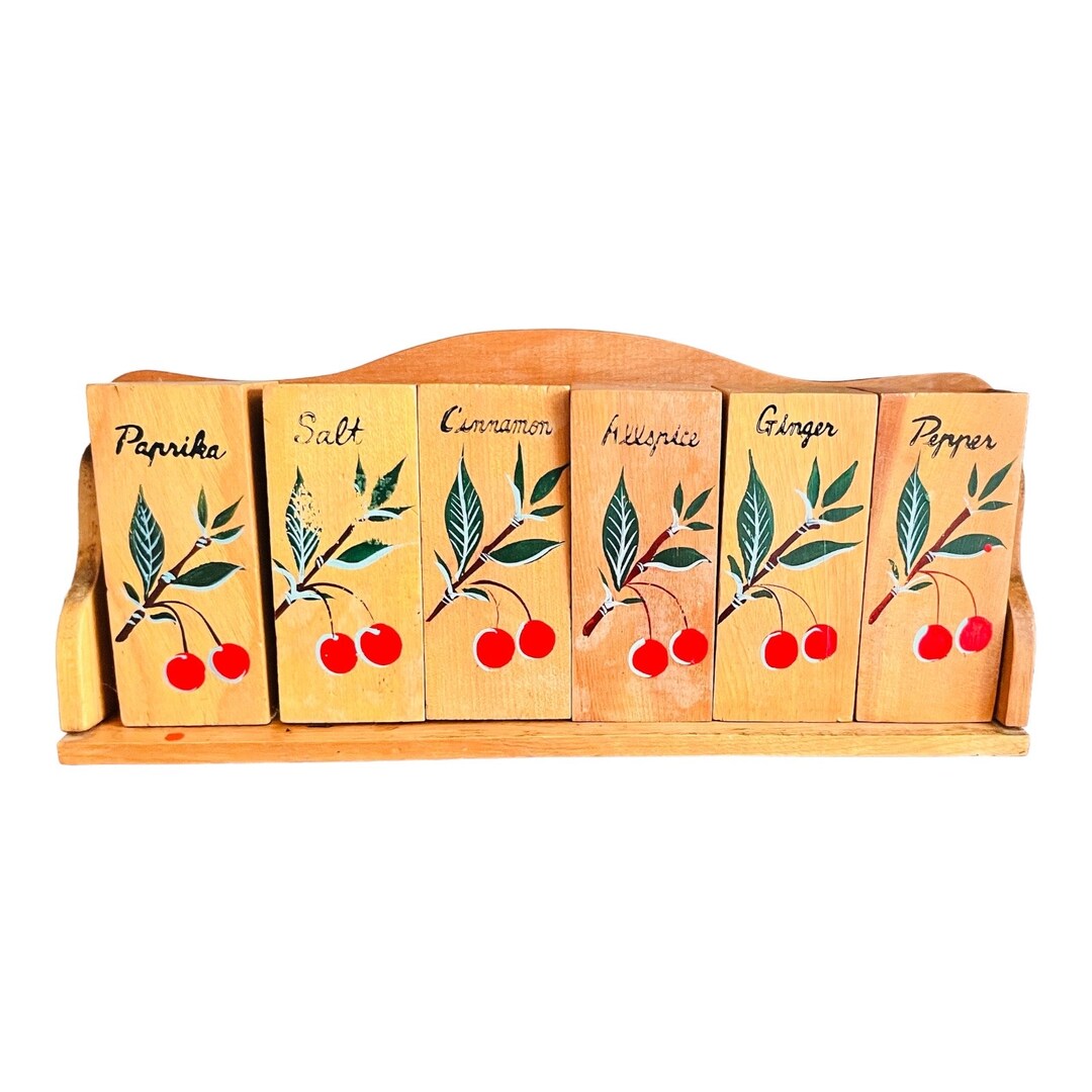 Vintage Wood Spice Rack Rustic Kitchen Organizer, Wooden Wall Shelf for ...