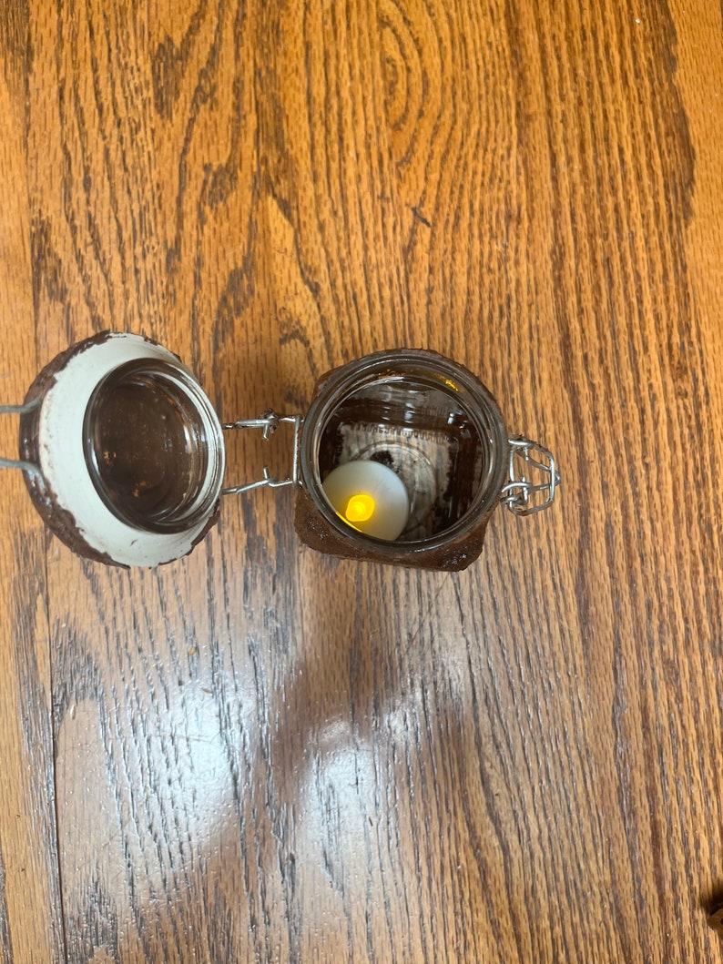 Rustic Grungy Flour Jar With Battery-powered Light - Etsy