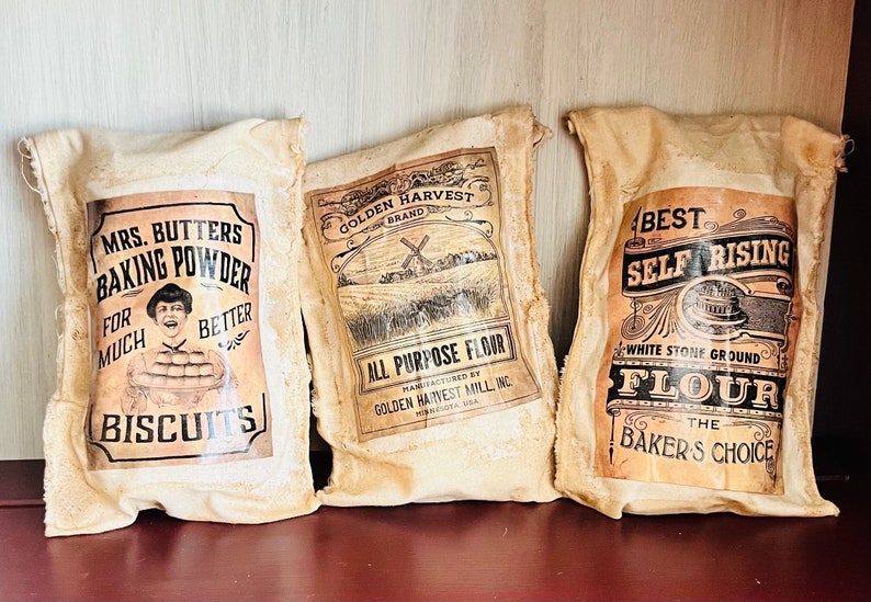 Handcrafted Rustic Flour Sack Decor: Farmhouse Charm for Kitchen ...