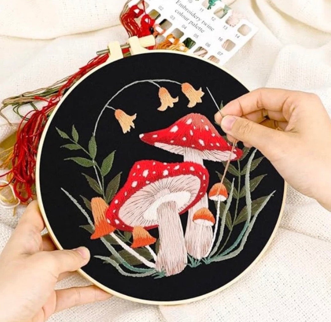 DIY Mushroom Embroidery Kit - Beginner-friendly Craft Set for Unique ...