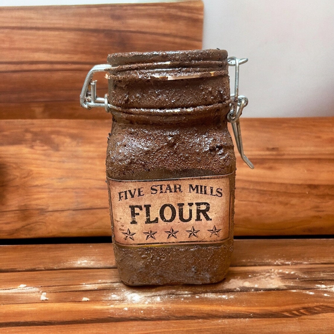 Rustic Grungy Flour Jar With Battery-powered Light - Etsy