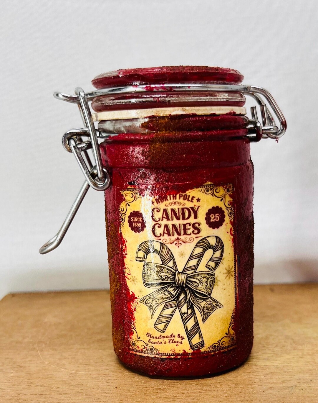 Vintage-inspired Rustic Candy Cane Jar - Grungy Farmhouse Christmas ...