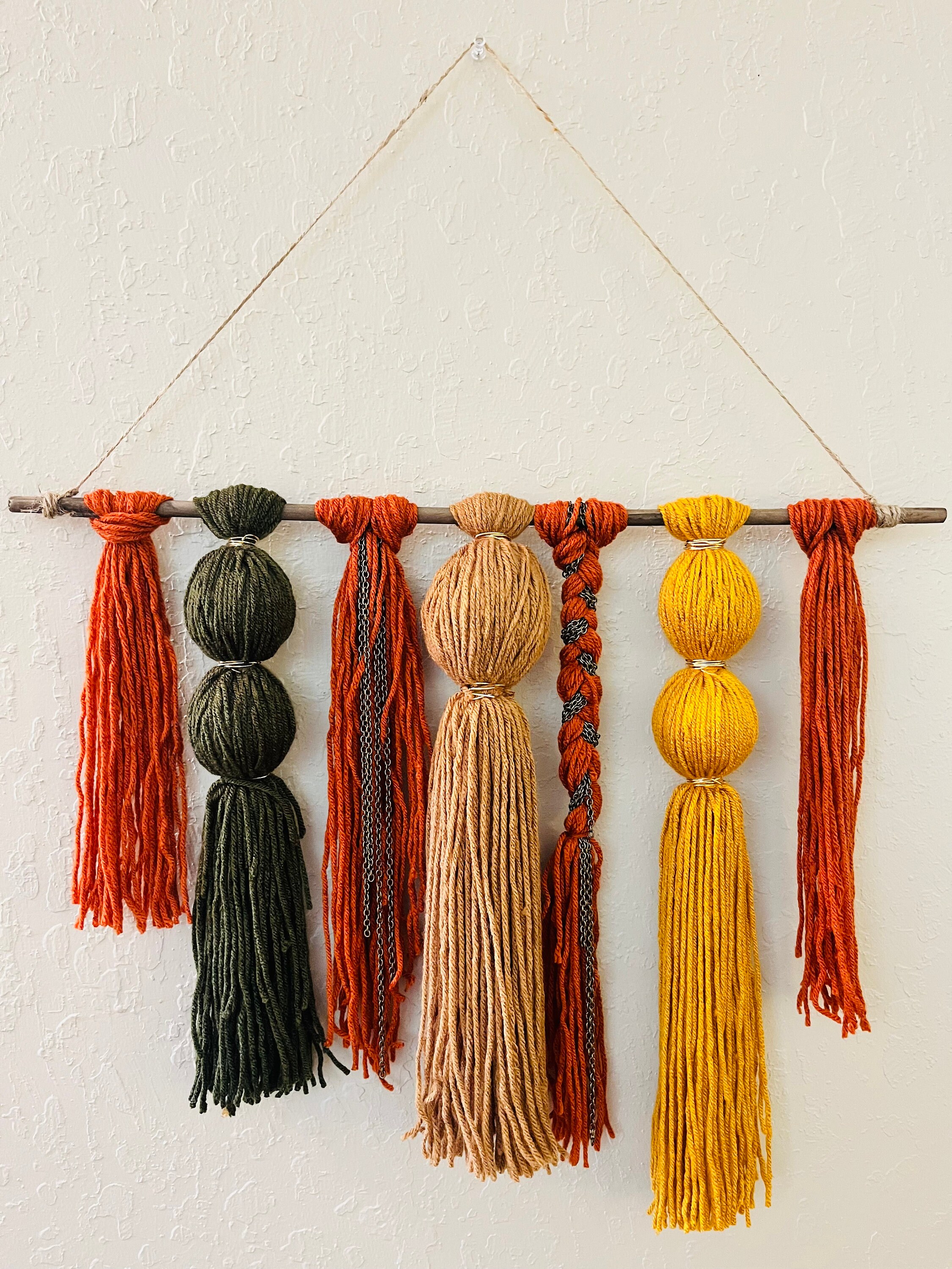 Handcrafted Yarn Art Wall Hanging Unique Decorative Fiber Art Boho ...