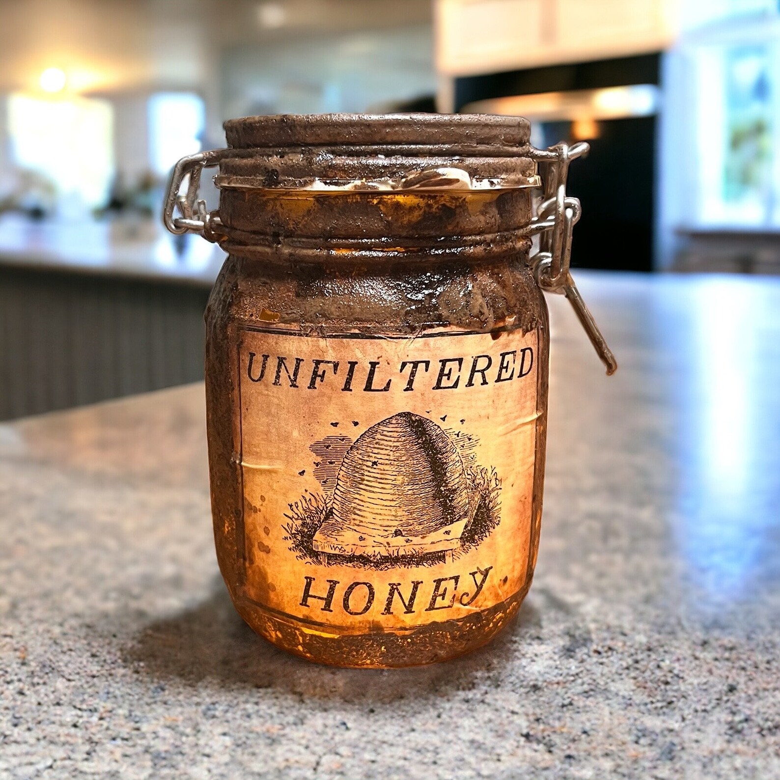 Primitive Grubby Honey Jar With Battery Candle Distressed Handmade ...